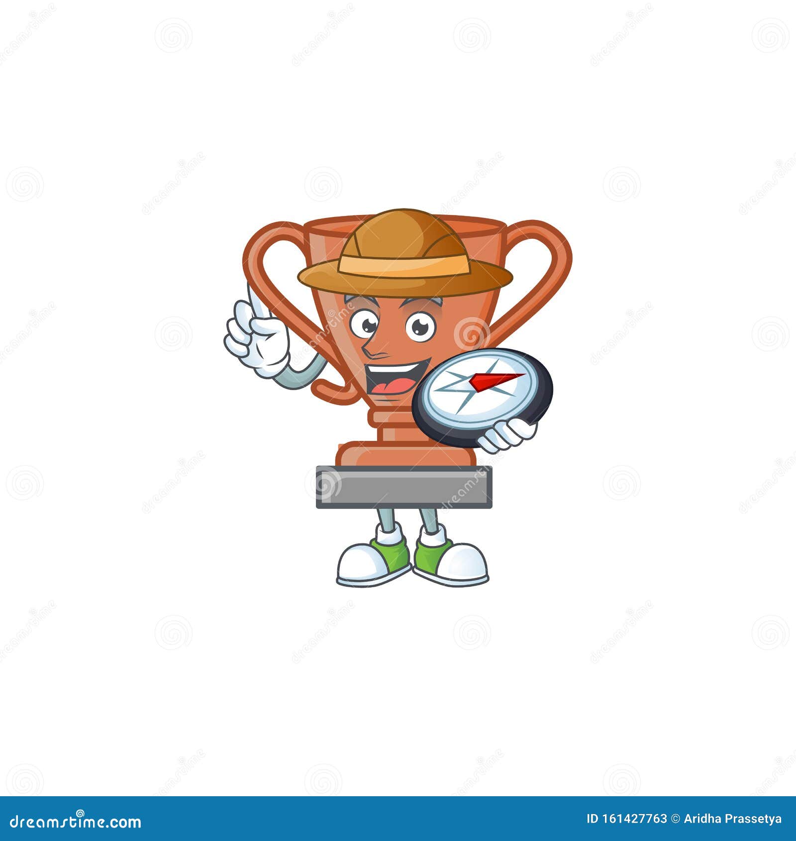 Explorer Bronze Trophy Cartoon Character with Mascot Stock Vector ...