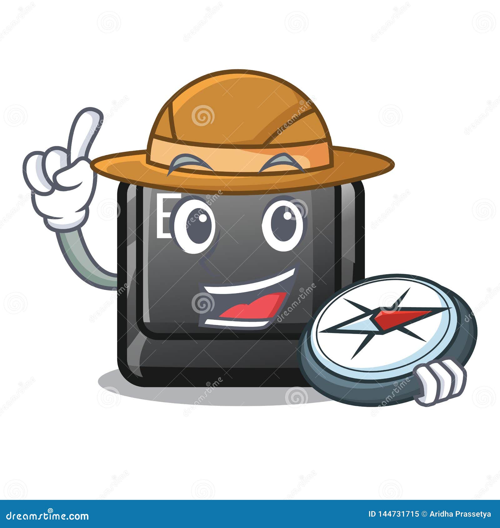Explorer Button E in the Mascot Shape Stock Vector - Illustration of ...