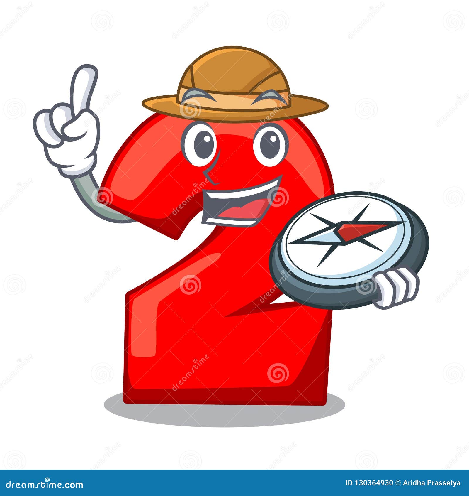 Explorer Cartoon Cake Birthday Candle Number Two Stock Vector ...