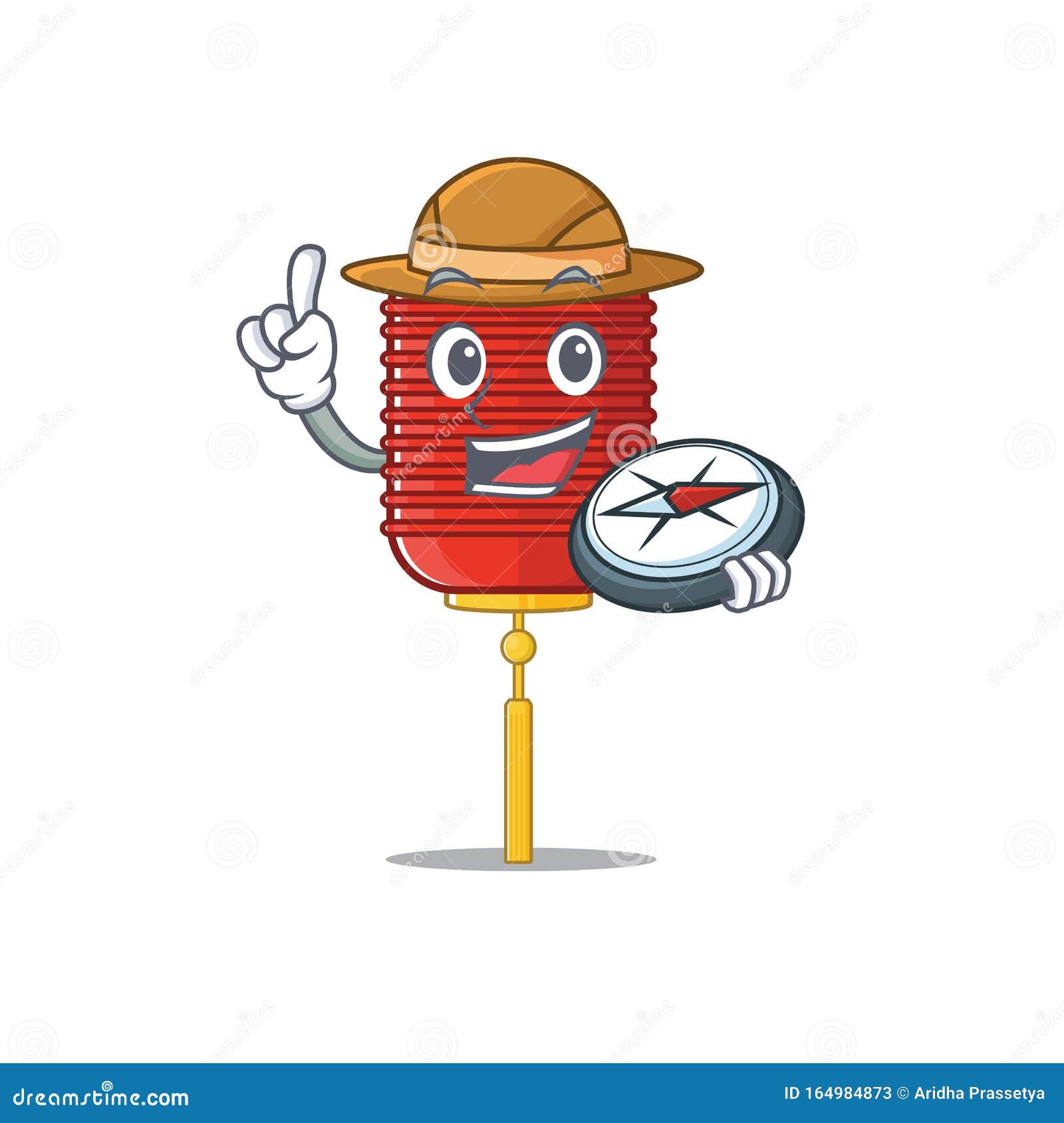 Explorer Chinese Scrolls Cartoon Character Holding A Compass ...