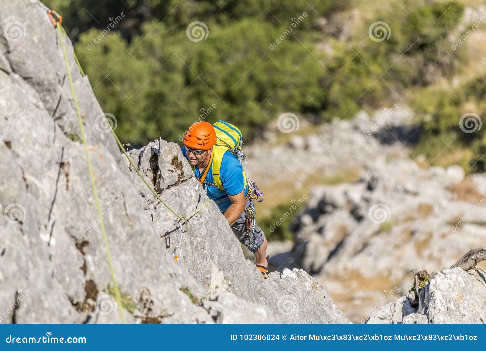 Explorer Climbing on Mountain Stock Photo - Image of backpacker ...