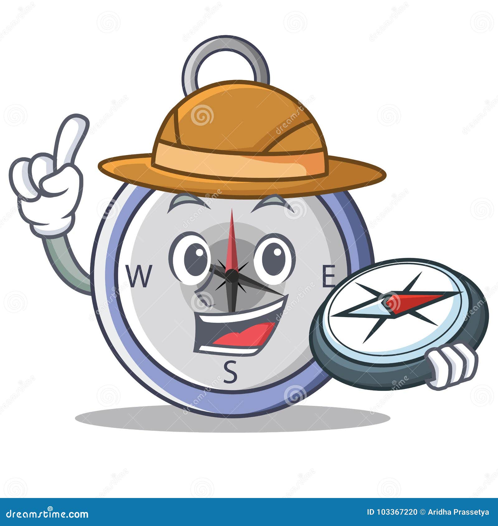 Explorer Compass Character Cartoon Style Stock Vector - Illustration of ...