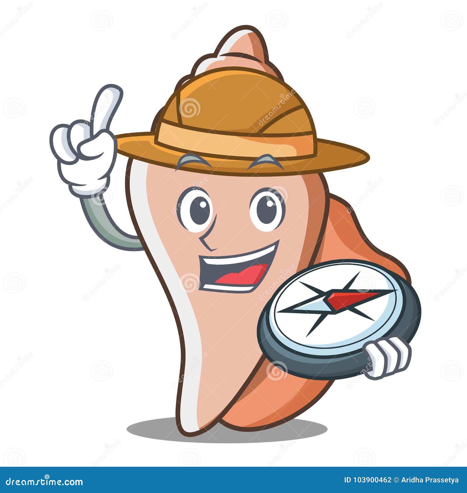 Explorer Cute Shell Character Cartoon Stock Vector - Illustration of ...