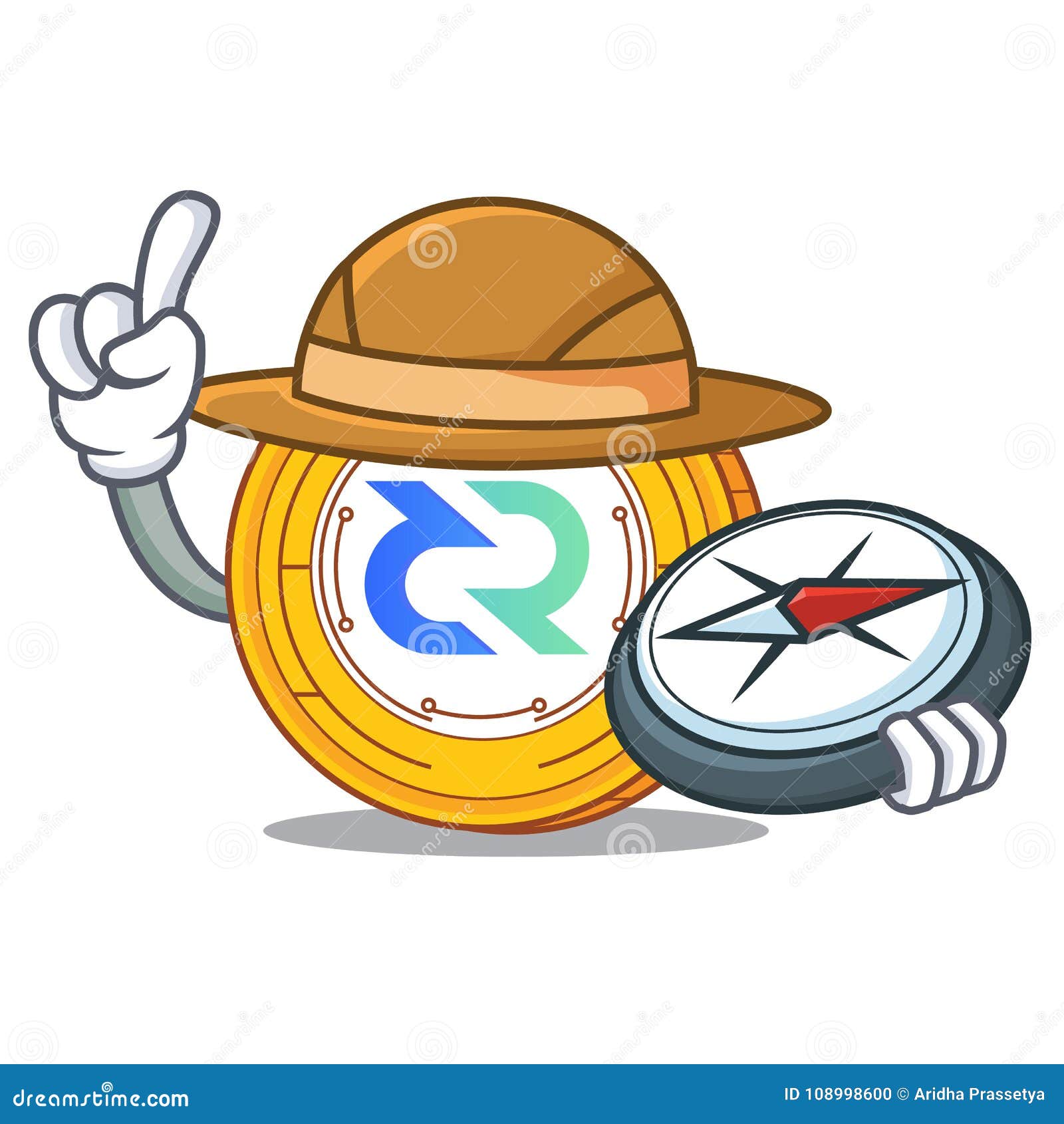 Explorer Decred Coin Mascot Cartoon Stock Vector - Illustration of ...