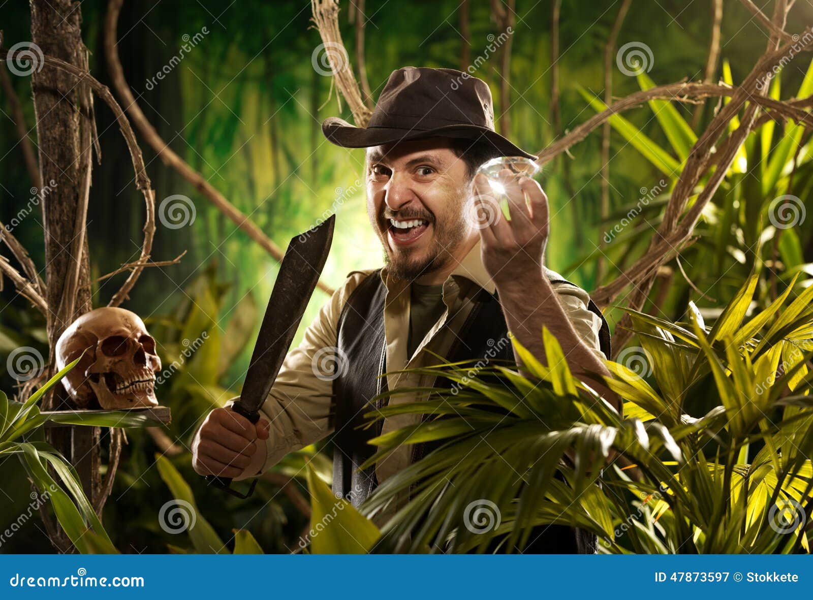 Explorer Finding a Treasure Stock Image - Image of outdoors, traveler ...