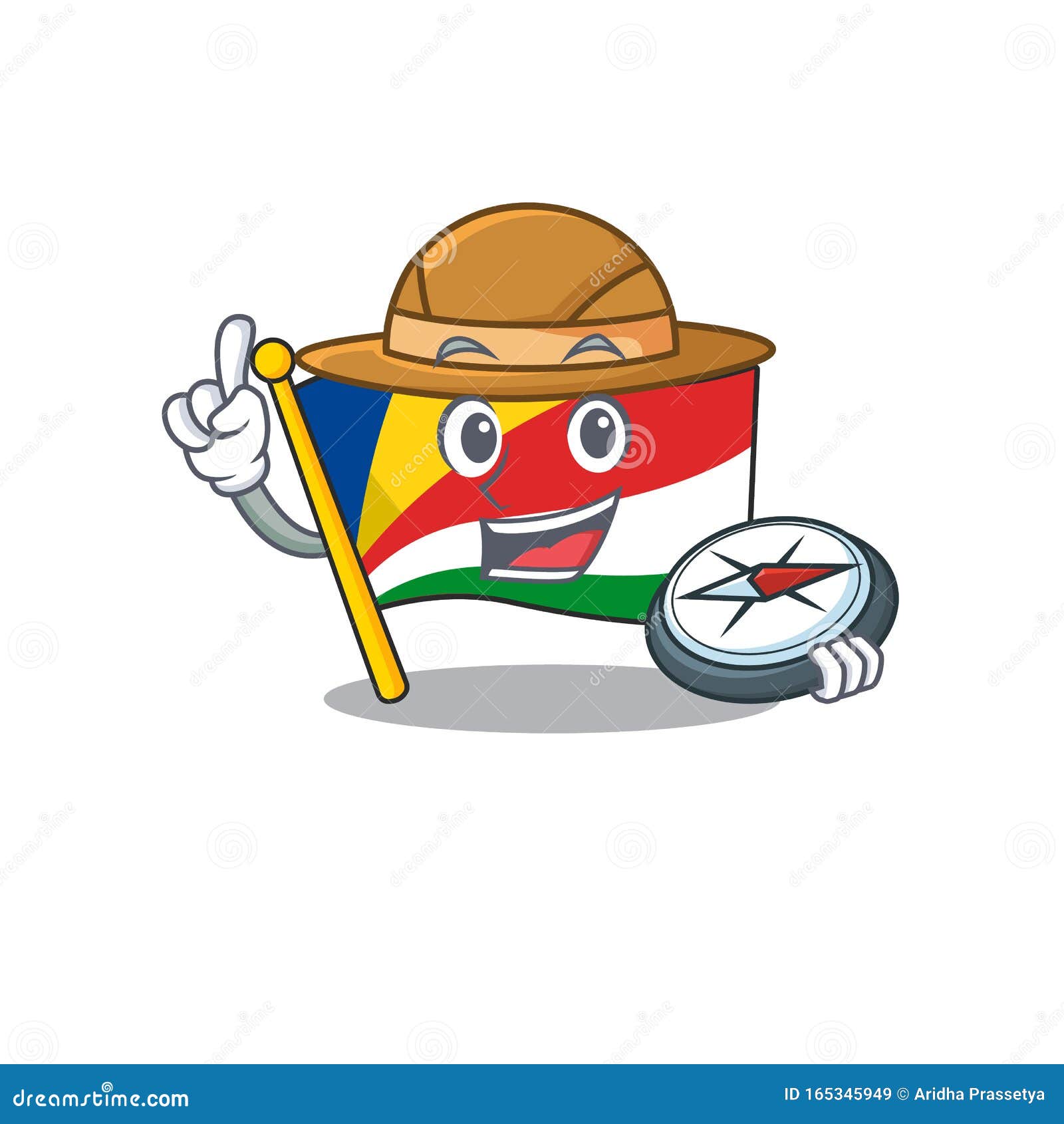 Explorer Flag Seychelles Cartoon Character Holding a Compass Stock ...