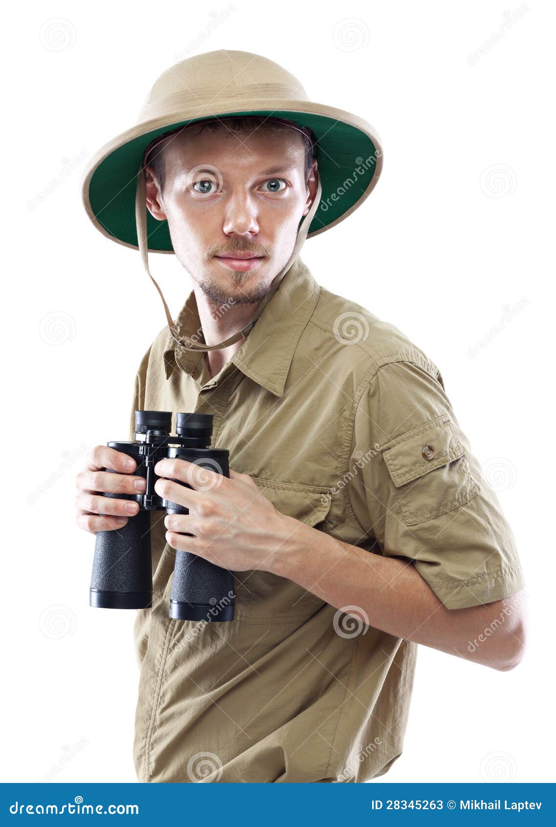 Explorer Holding Binoculars Stock Image - Image of adult, binoculars ...