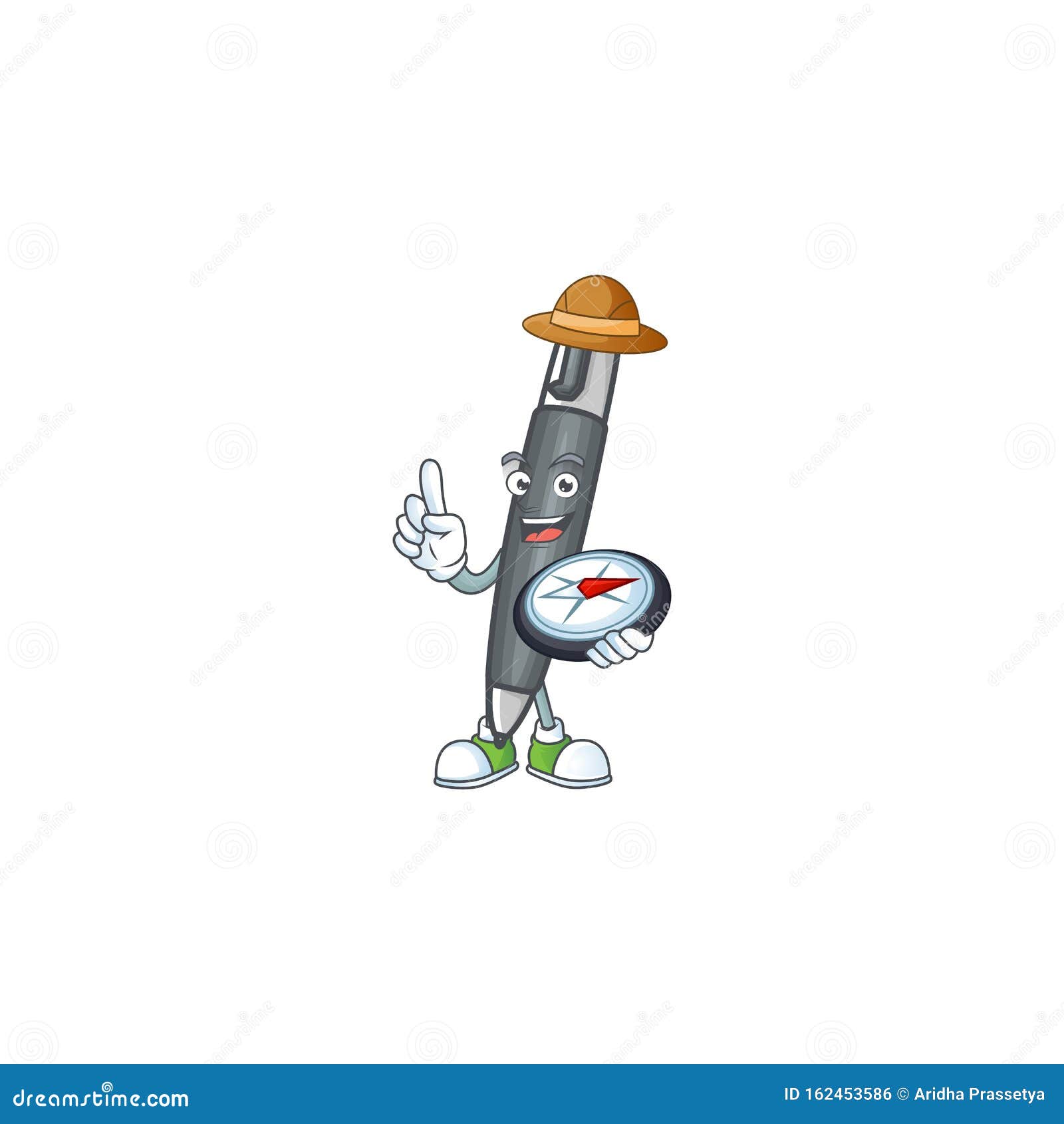 Explorer Icon Black Ballpoint with Cartoon Character Stock Vector ...