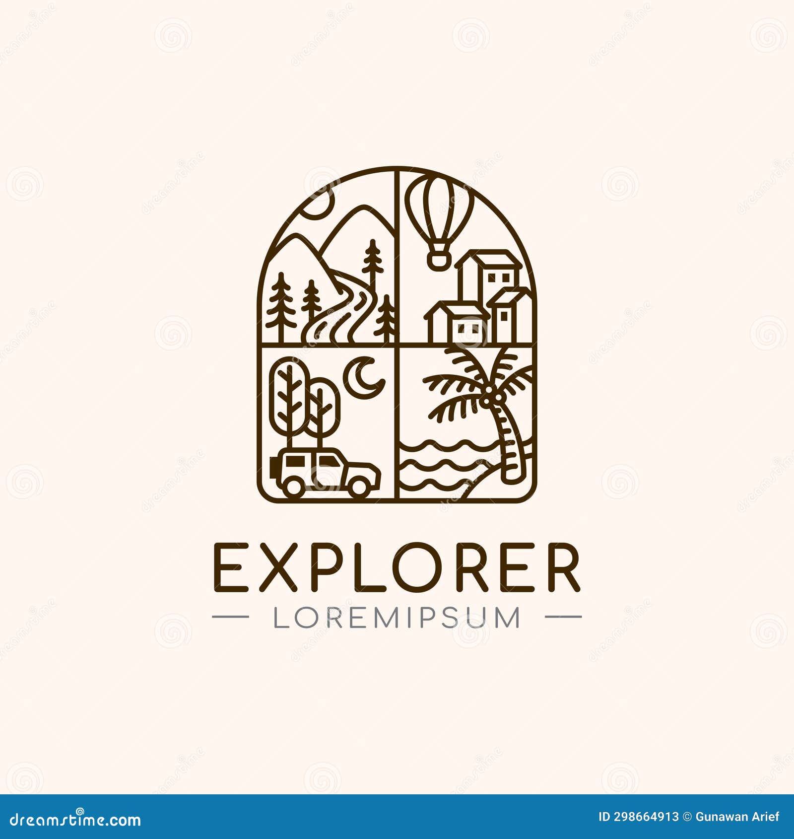 Explorer Line Logo Design Template Stock Illustration - Illustration of ...