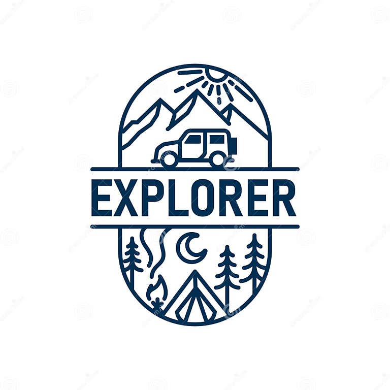 Explorer Line Logo Design Template Stock Vector - Illustration of ...