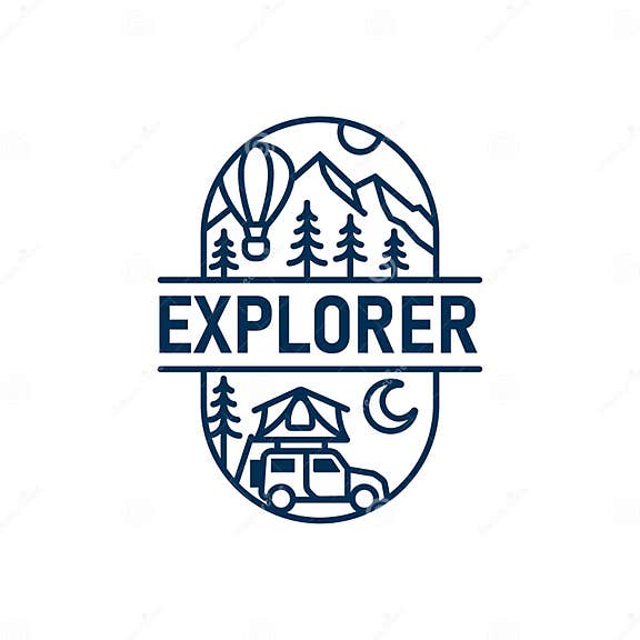 Explorer Line Logo Design Template Stock Vector - Illustration of ...