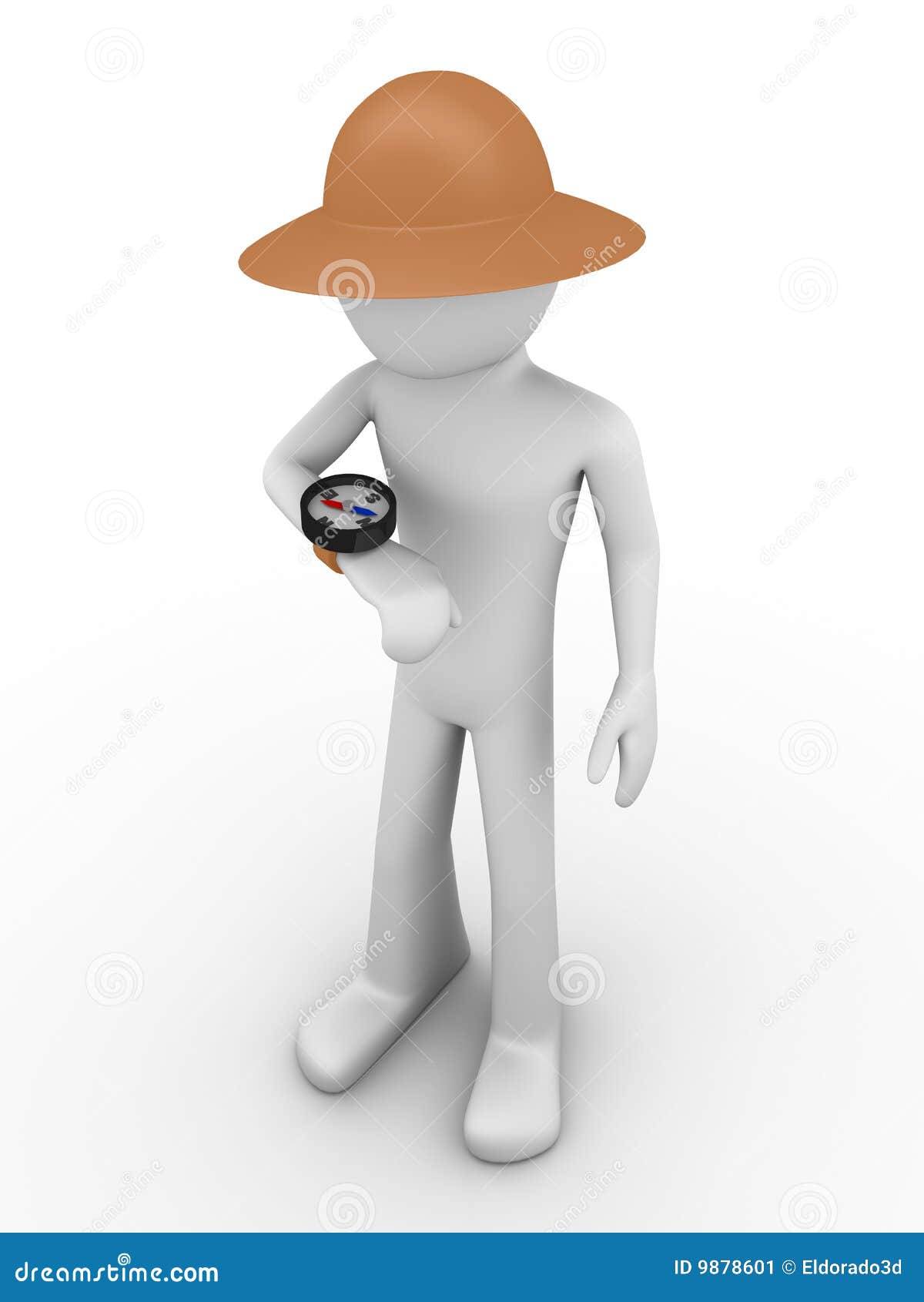Explorer Looking at Compass Stock Illustration - Illustration of east ...