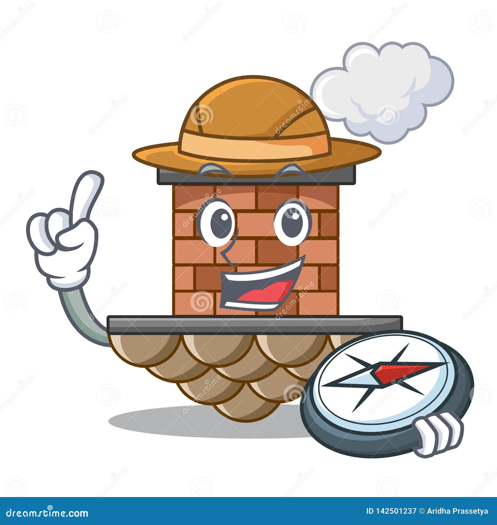 Explorer Miniature Cartoon Brick Chimney Above Table Stock Vector ...