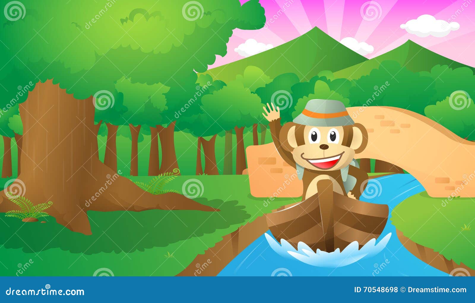 Explorer Monkey in the Forest Stock Vector - Illustration of monkey ...