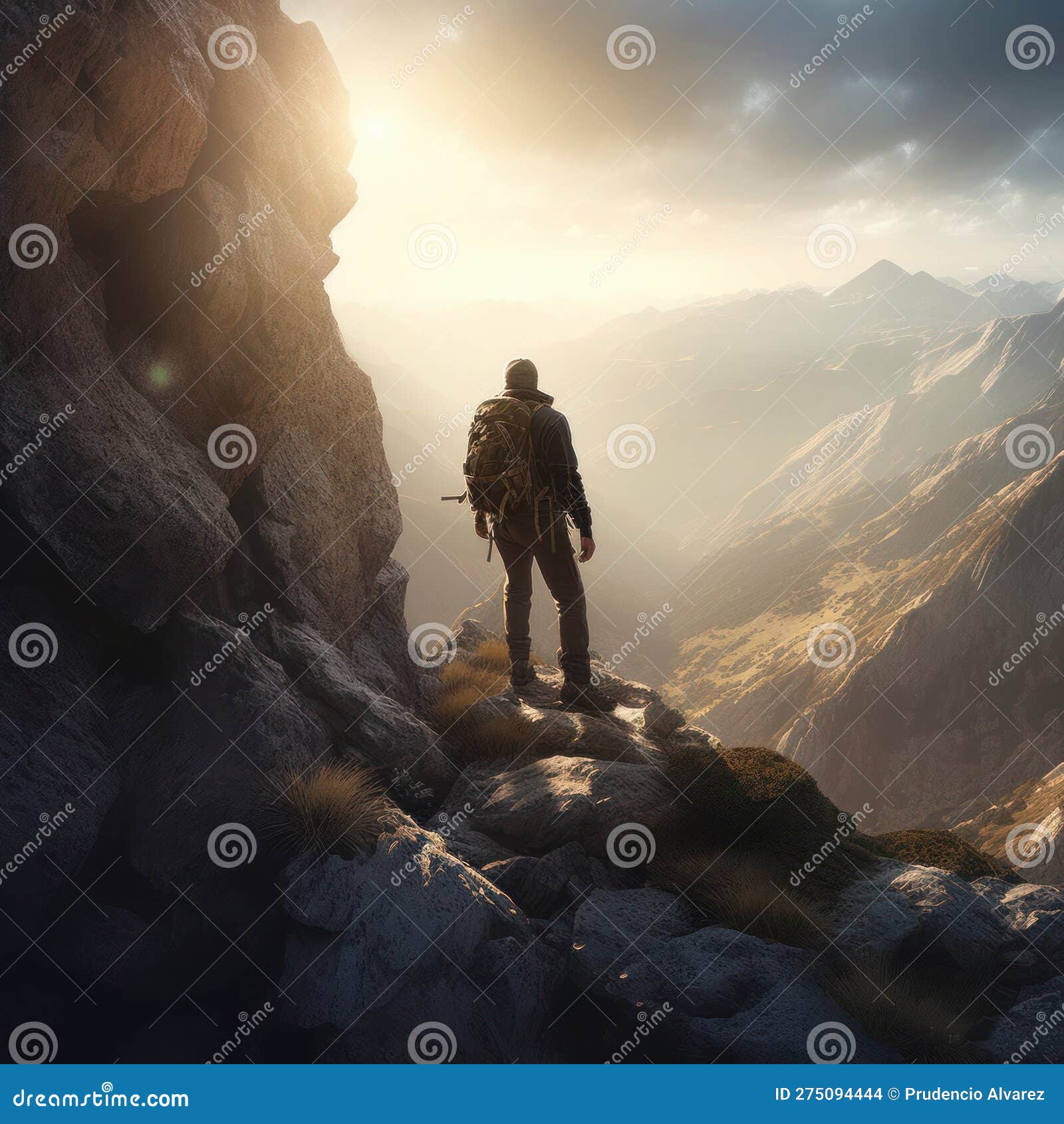 Explorer or Mountaineer in the Mountain Stock Illustration ...