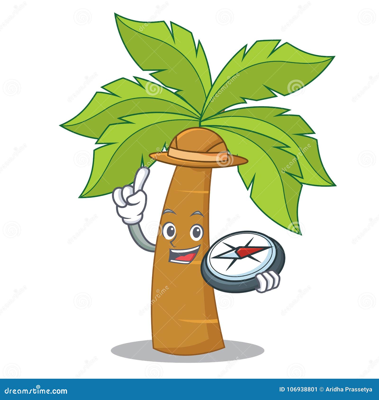 Explorer Palm Tree Character Cartoon Stock Vector - Illustration of ...