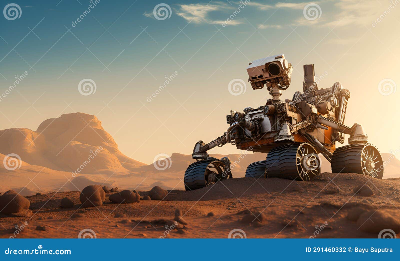 Explorer Robot on Outer Space Planet, Generative Ai Stock Illustration ...