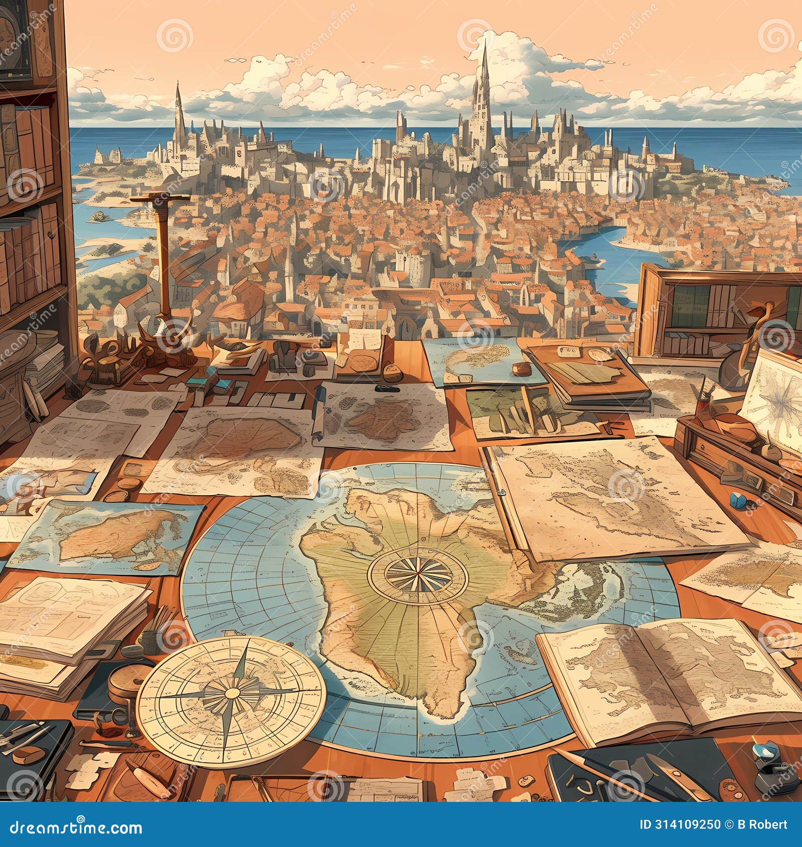 Explorer S Library - World Map Collection Stock Illustration ...
