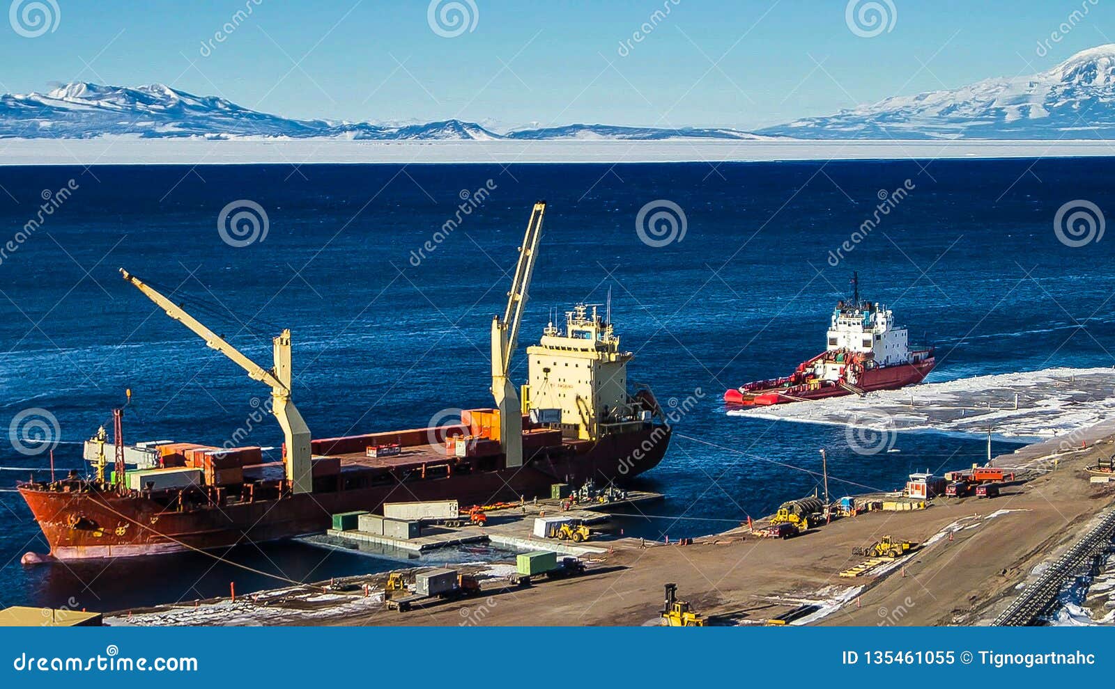 Explorer Ship with Cargoe for Antarctic Exploration Stock Image - Image ...
