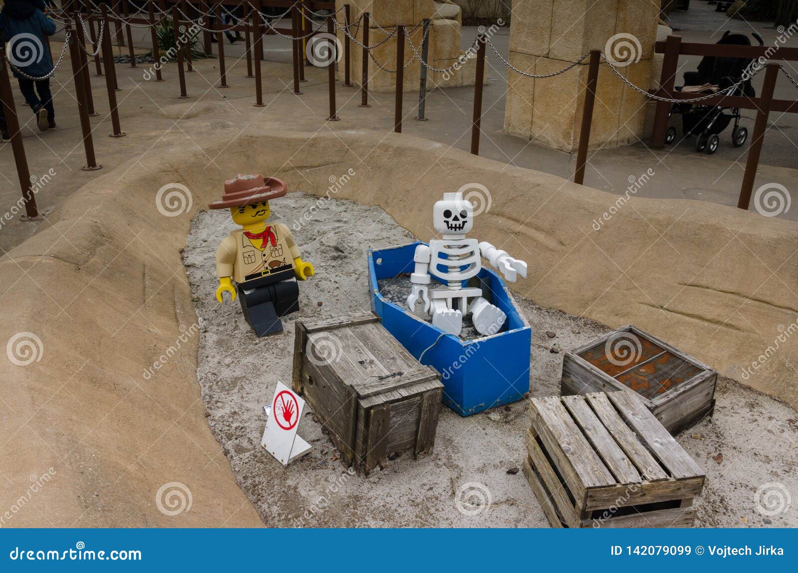 Explorer and a Skeleton in the Coffin Made of Lego Editorial Stock ...