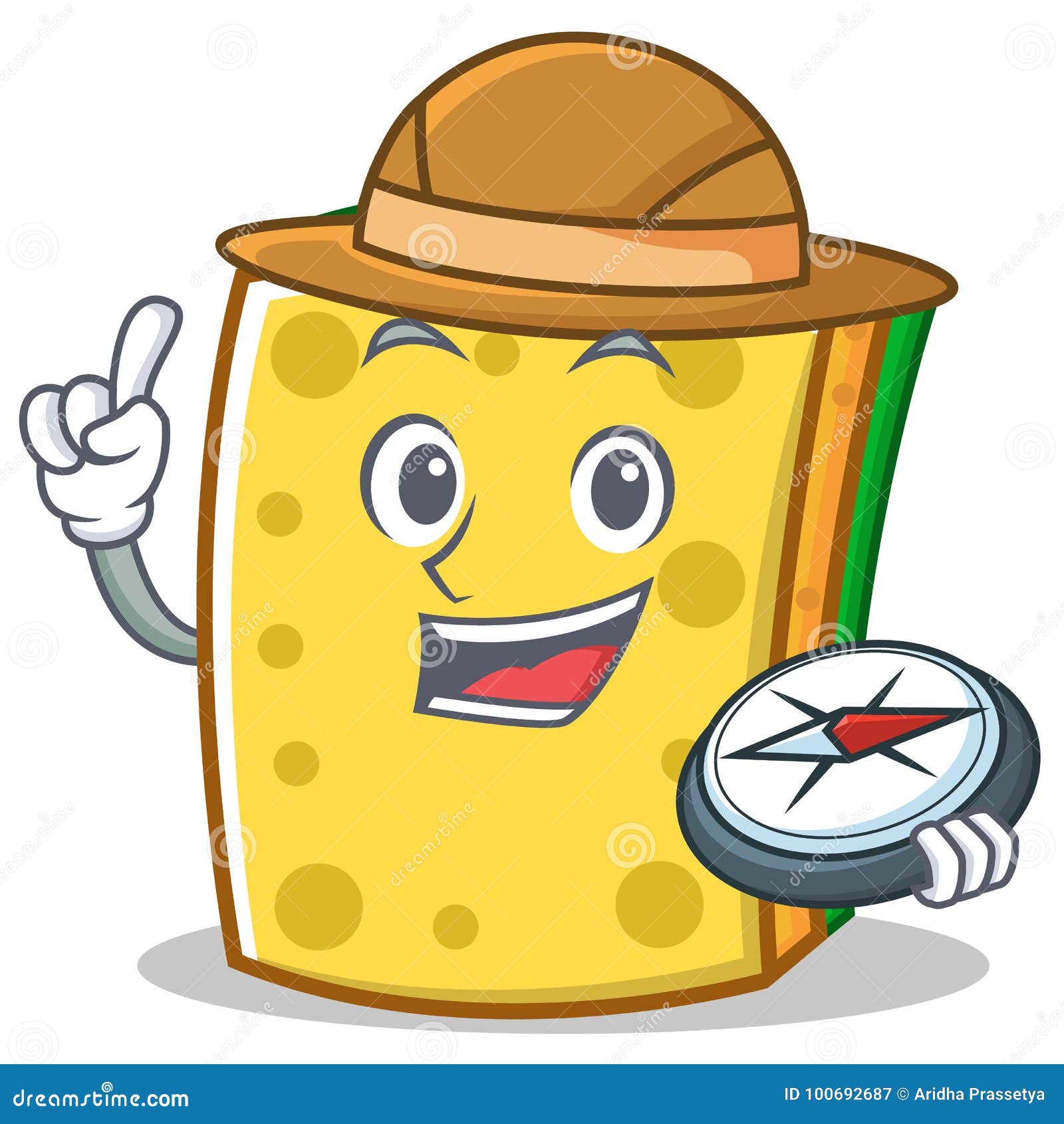 Explorer Sponge Cartoon Character Funny Stock Vector - Illustration of ...