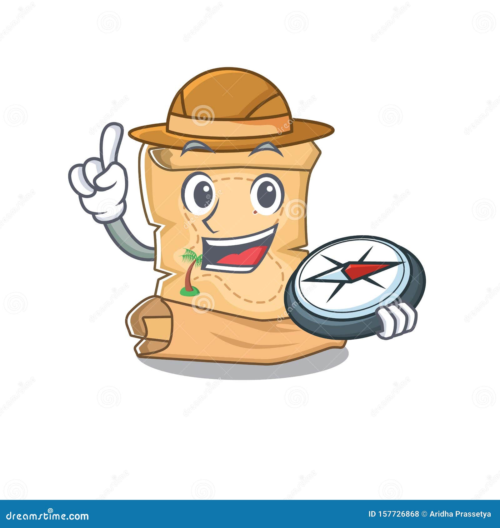 Explorer Treasure Map Cartoon in Shape Character Stock Vector ...