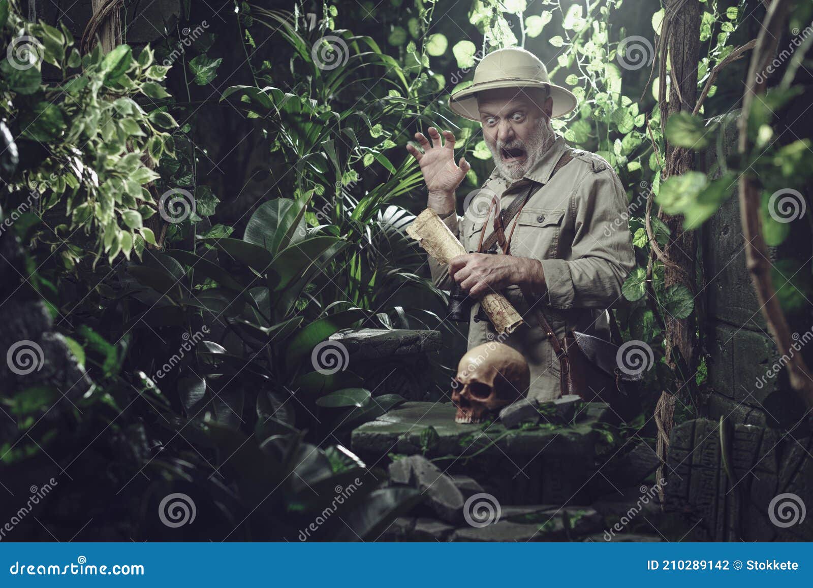 Scared Explorer Woman With Helmet Isolated On White Royalty-Free Stock ...