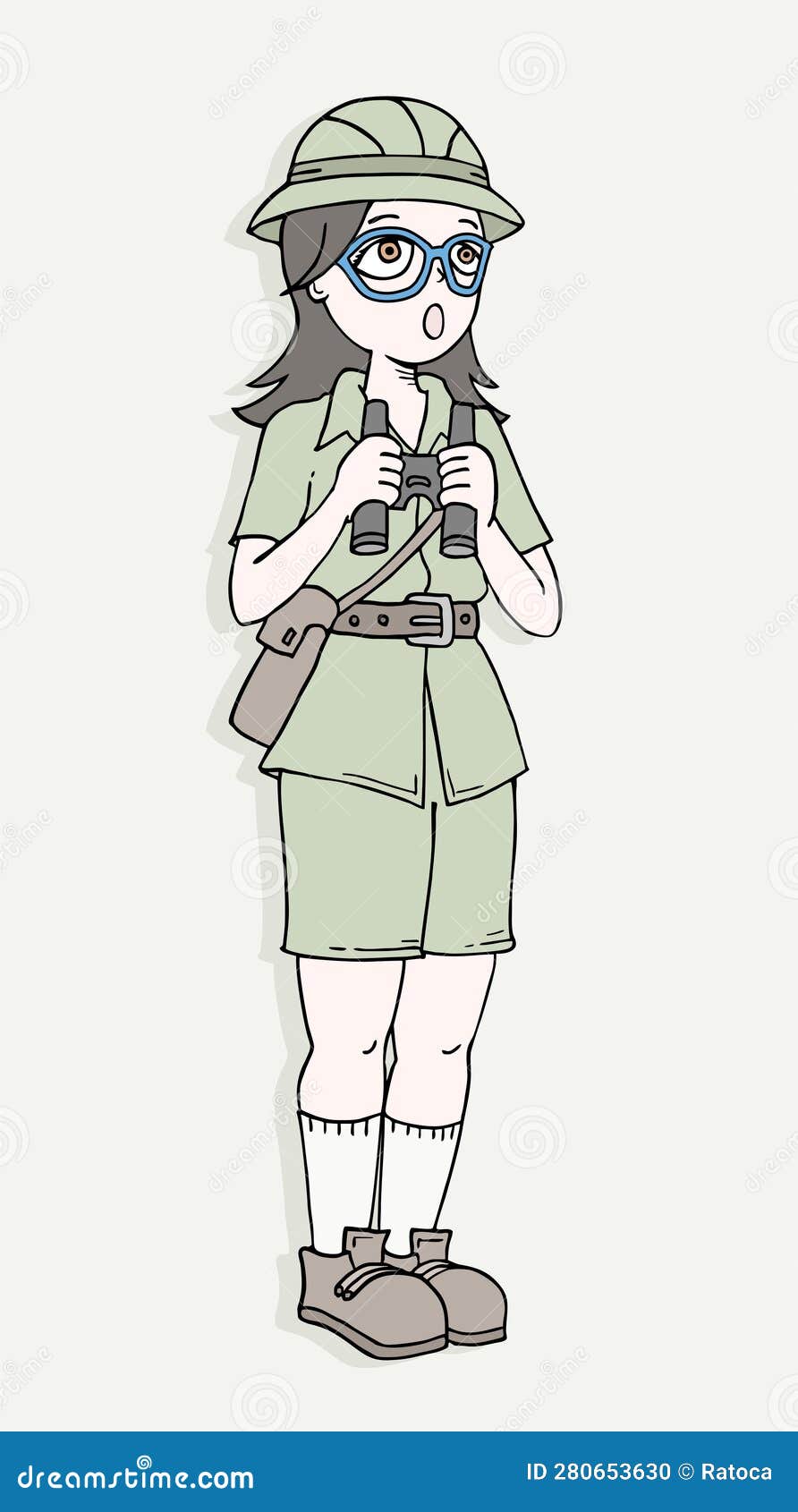 Explorer woman draw stock vector. Illustration of tourist - 280653630