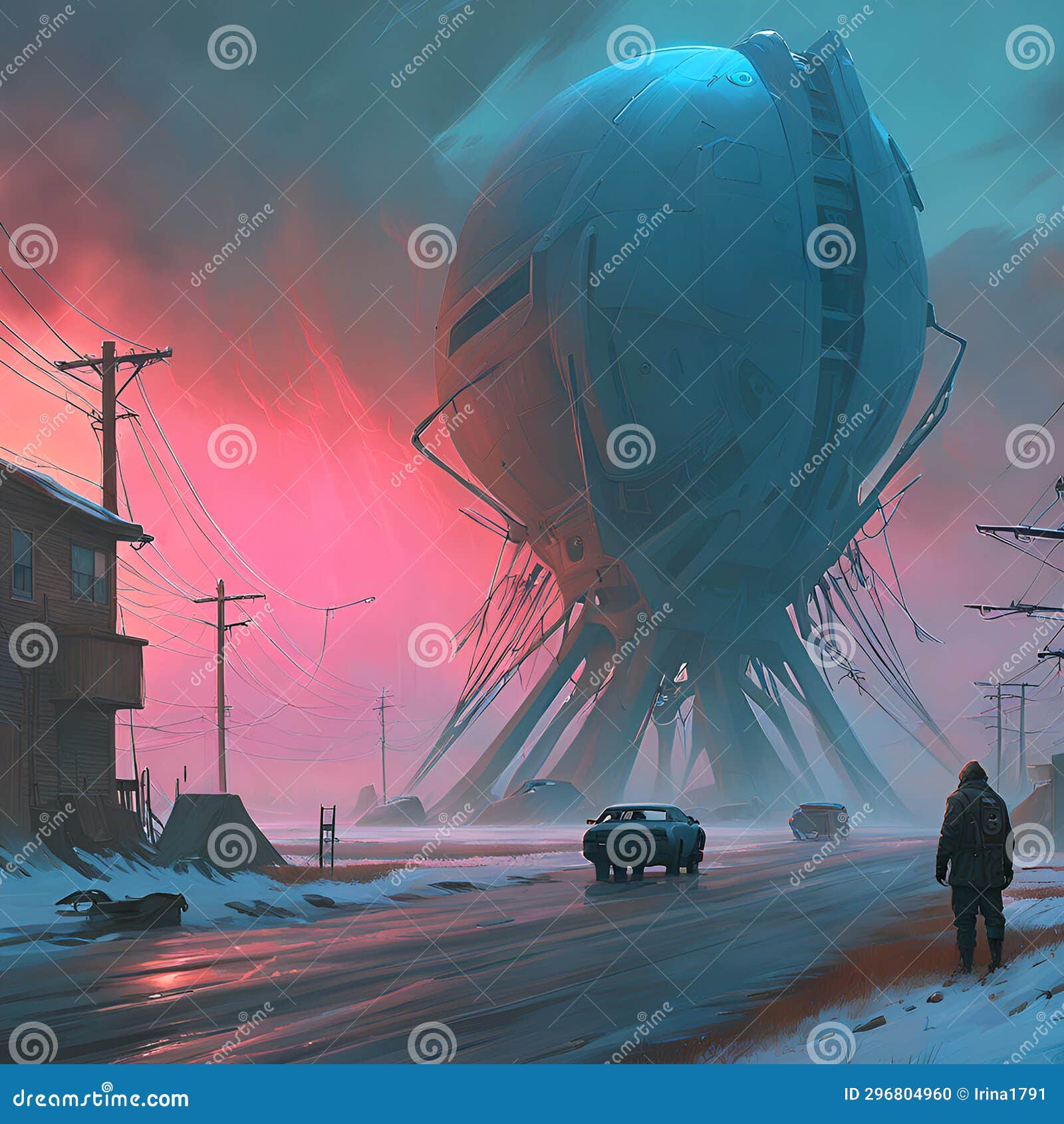 Explorers of an Alien Planet Stock Illustration - Illustration of light ...