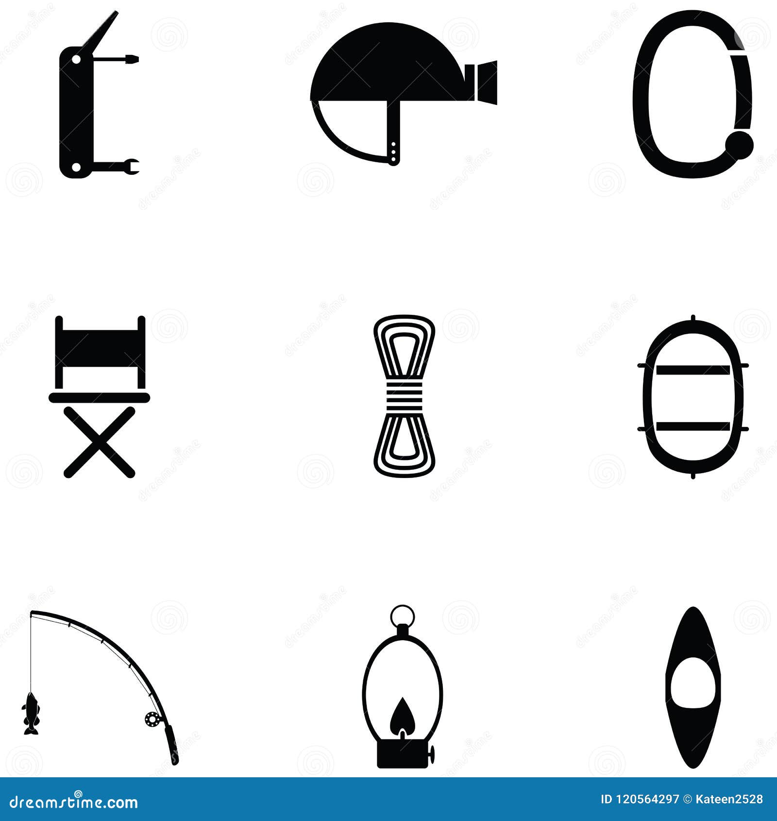 Explorers icon set stock vector. Illustration of equipment - 120564297