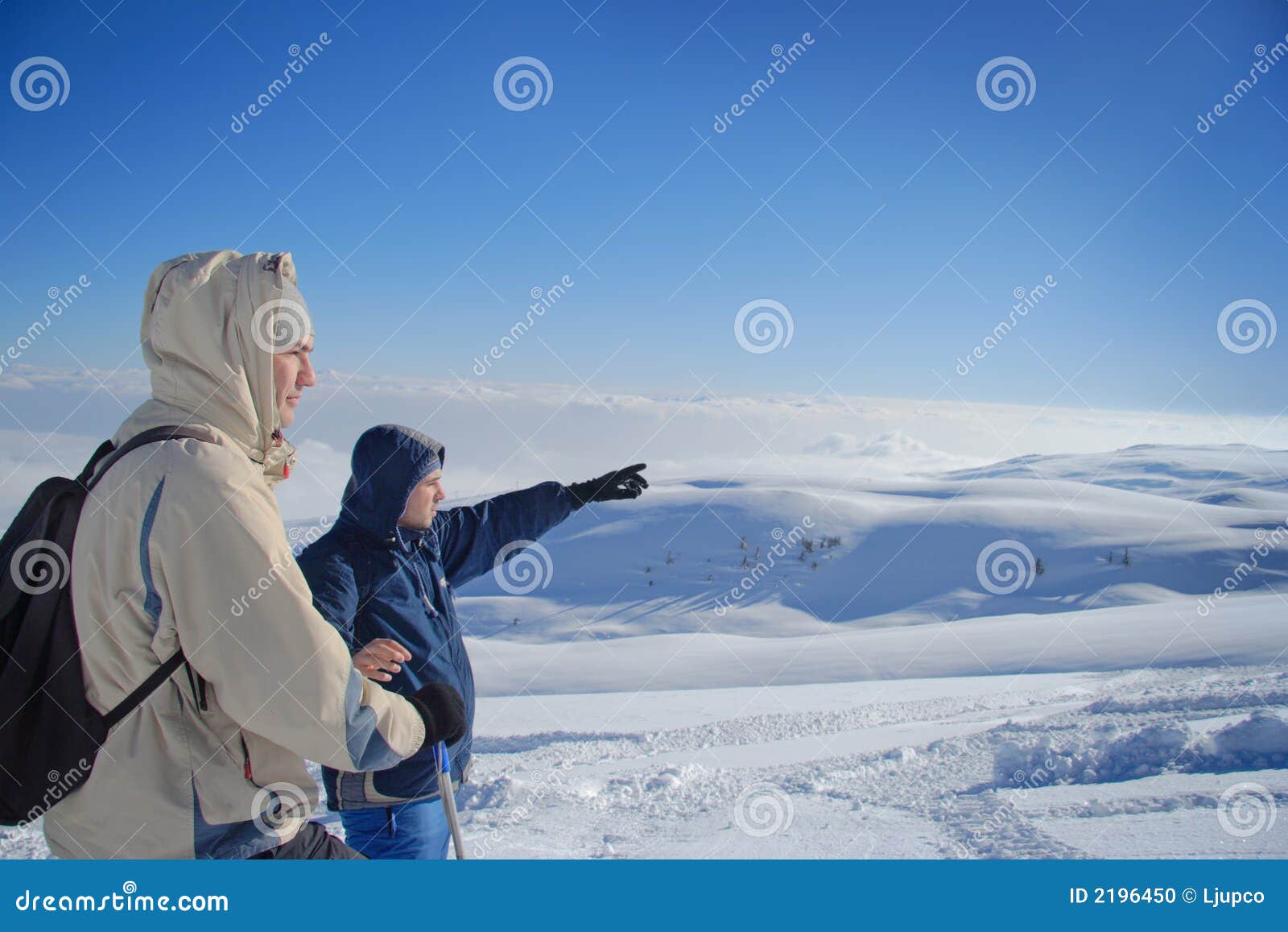 Explorers on a Mountain Top Stock Photo - Image of landscape, gear: 2196450