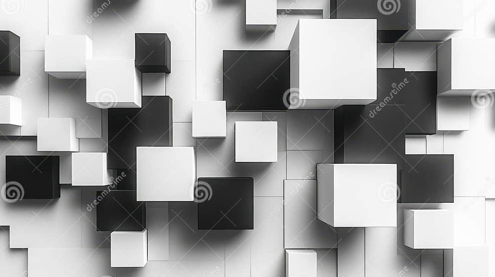 Exploring Abstract Cube Patterns, a Monochromatic 3D Design Stock ...
