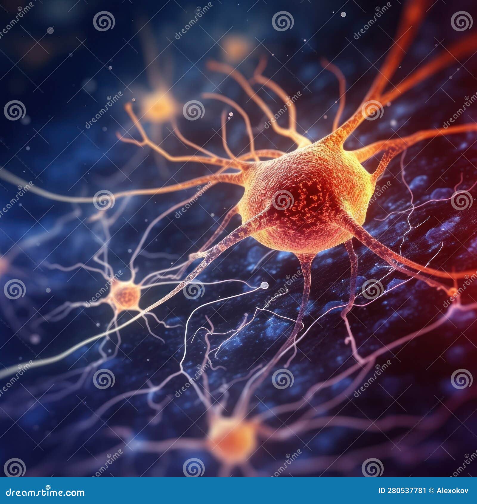 Exploring the Amygdala: Close-up View of Neurons in the Brain. Stock ...