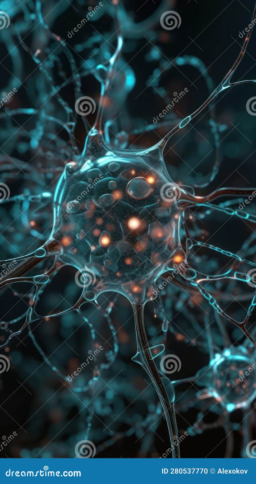 Exploring The Amygdala: Close-up View Of Neurons In The Brain. Royalty ...