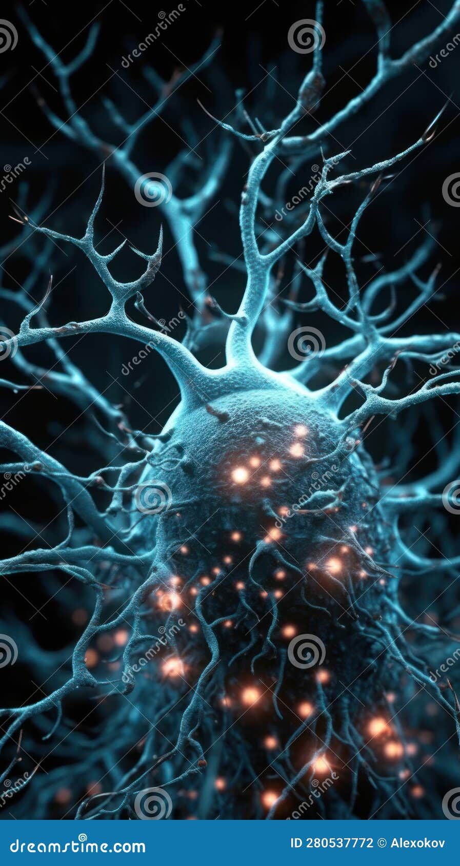 Exploring The Amygdala: Close-up View Of Neurons In The Brain . Stock ...