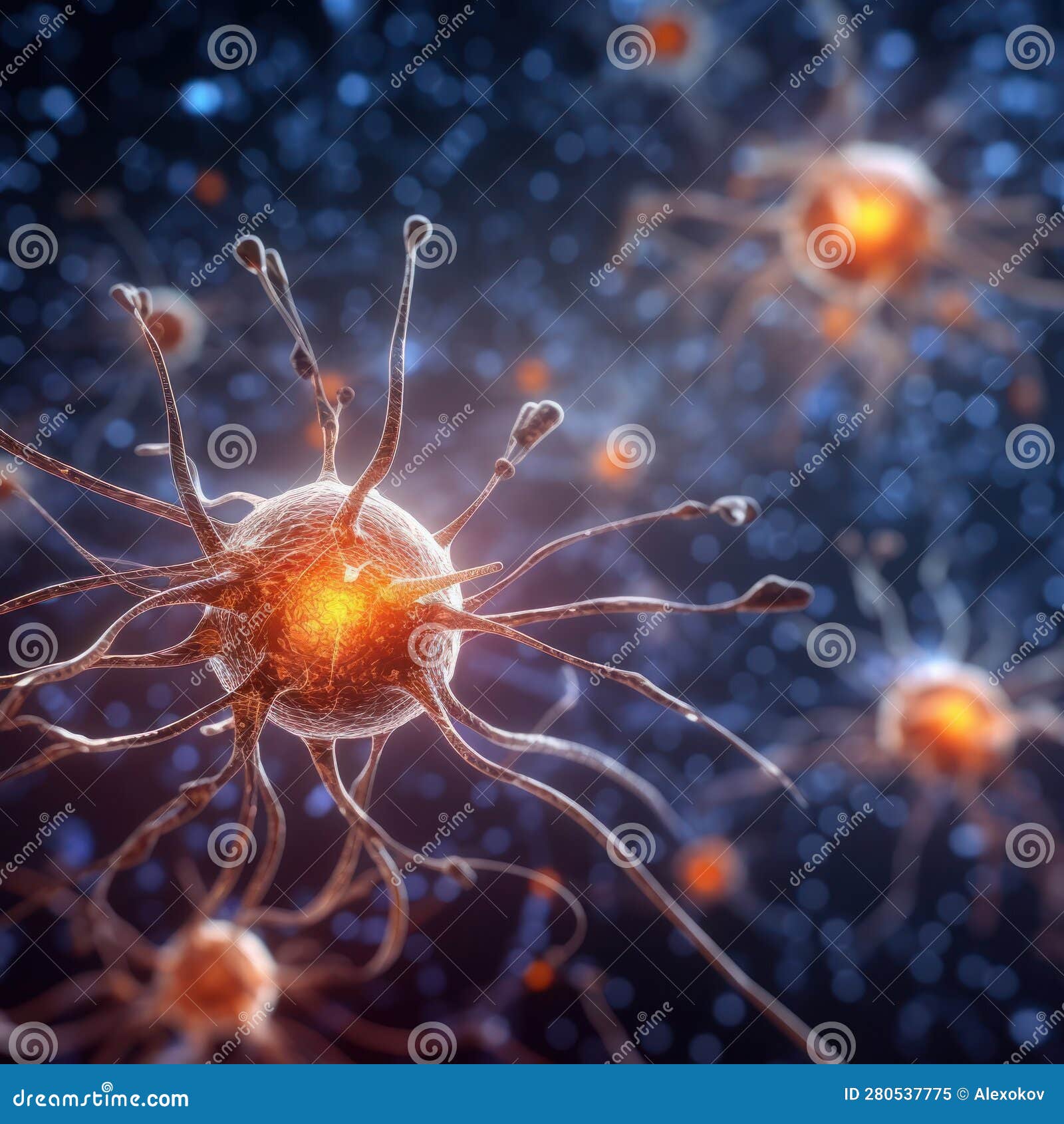 Exploring The Amygdala: Close-up View Of Neurons In The Brain. Royalty ...