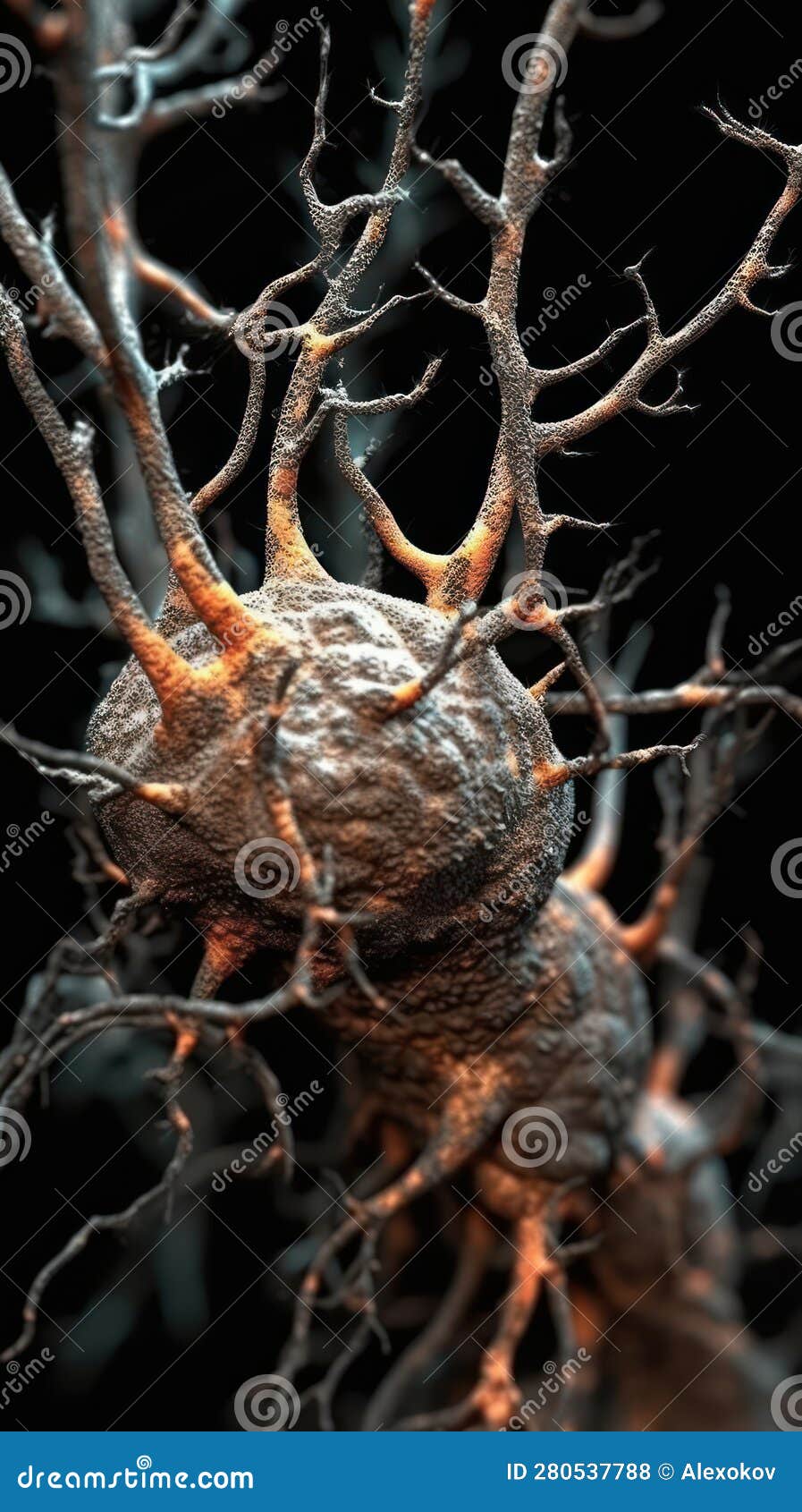 Exploring The Amygdala: Close-up View Of Neurons In The Brain . Stock ...