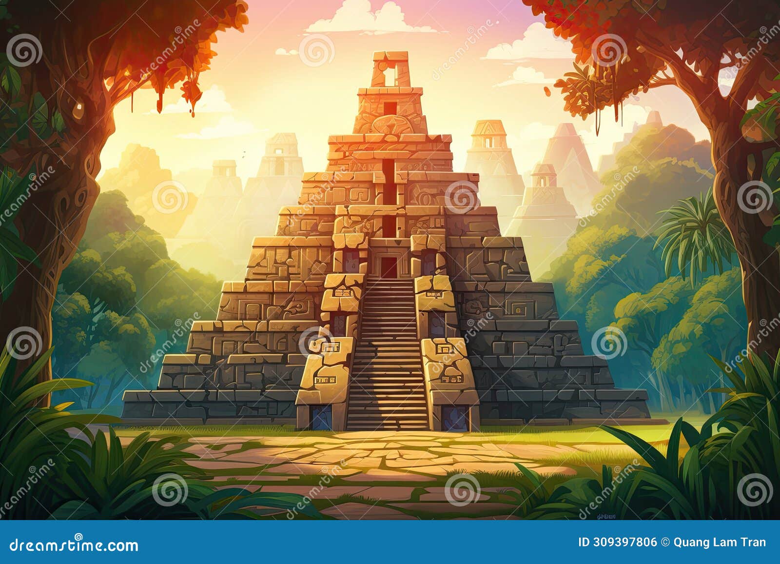 Exploring Ancient Mayan Temples Generated by AI Stock Illustration ...