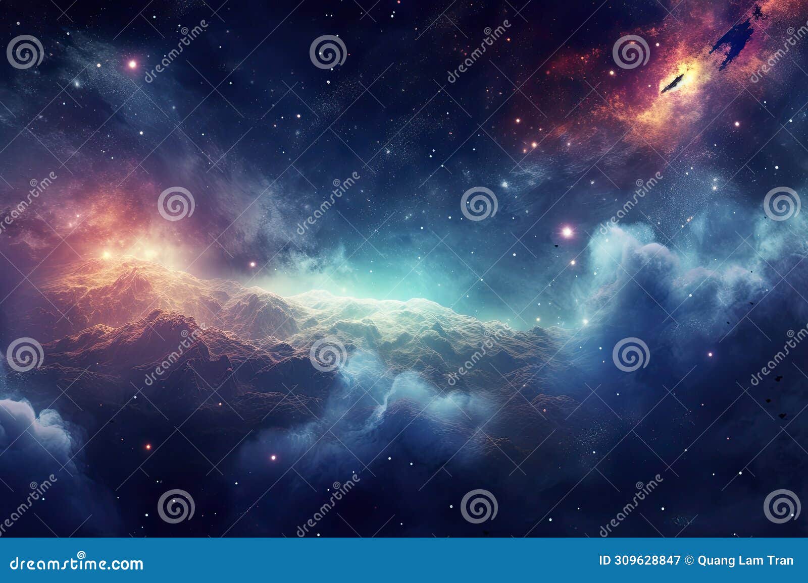 Exploring the Celestial Galaxy Generated by AI Stock Illustration ...