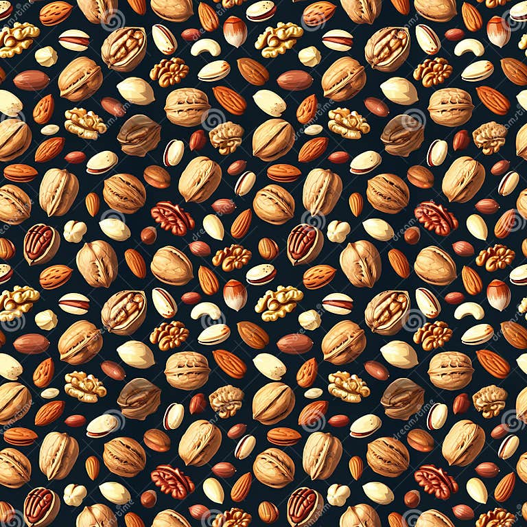 Exploring an Array of Delightful Nuts and Seeds Scattered on a Dark ...