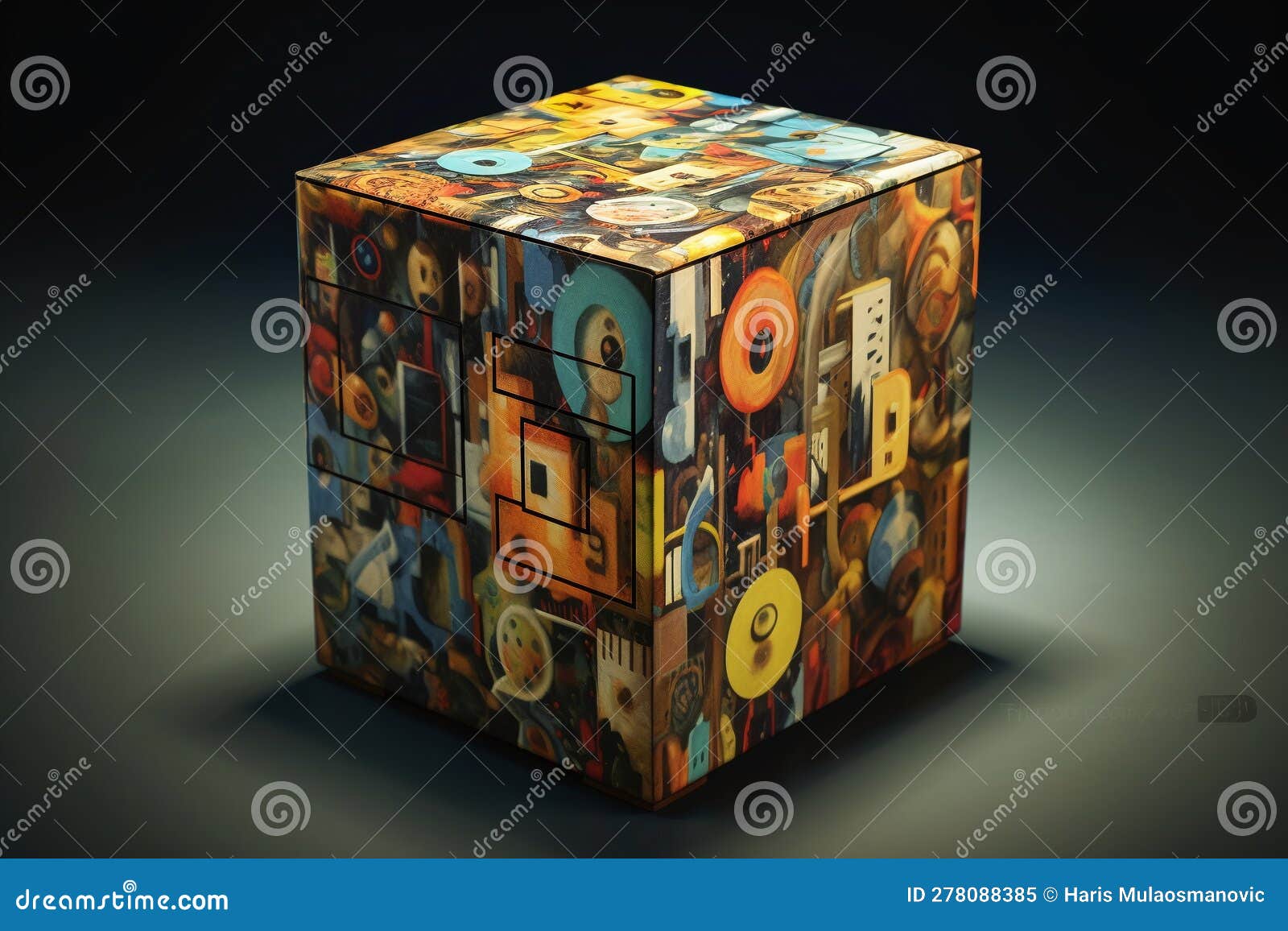 Exploring Artistic Dimensions in a Geometric Cube - Ai Generated Stock ...