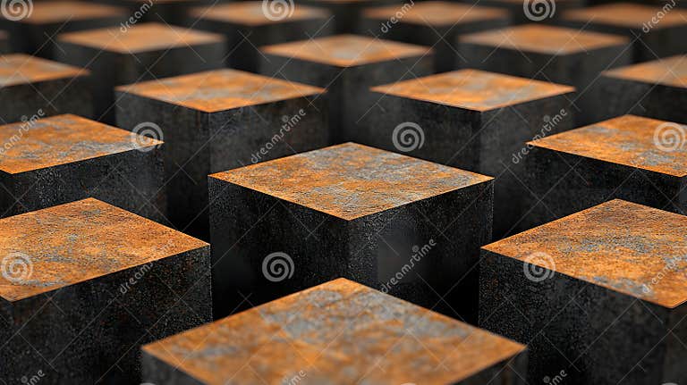 Exploring the Beauty of Textured Rusty Cubes in an Intriguing Abstract ...