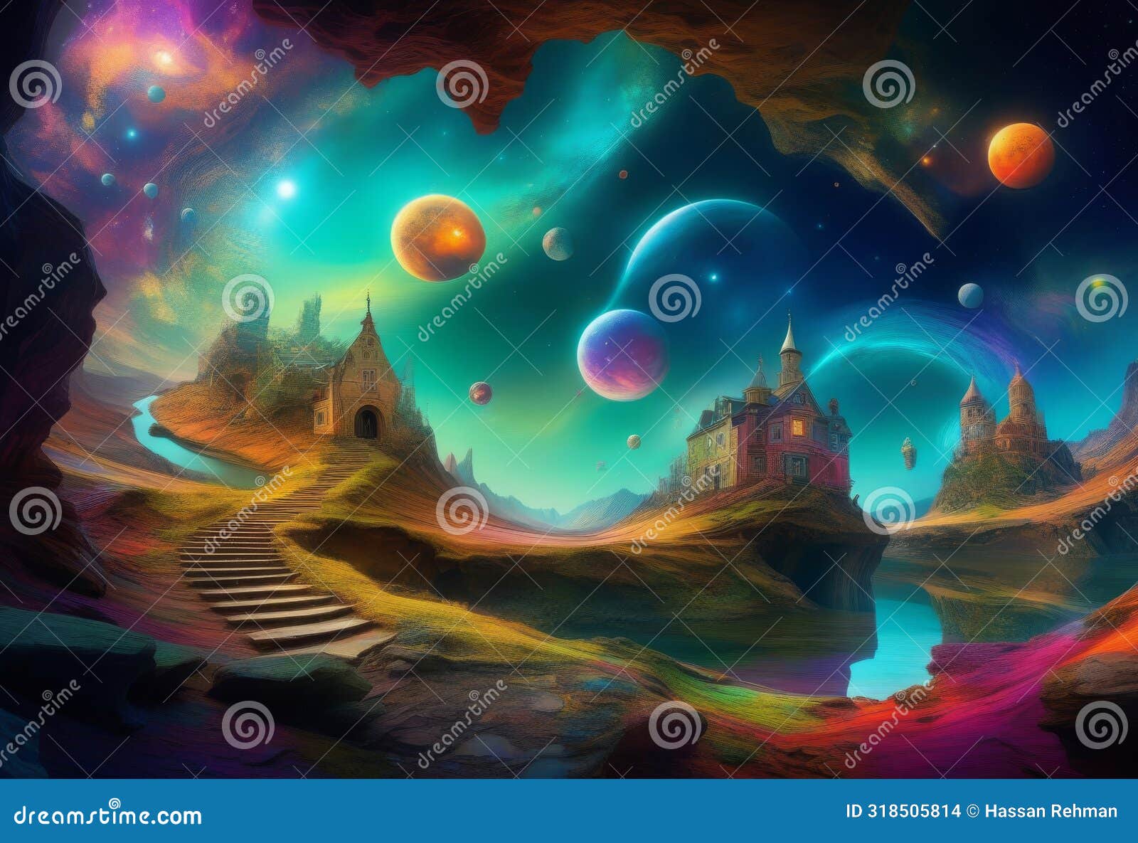 Exploring the Bizarre Beauty of an Otherworldly Parallel Universe Stock ...