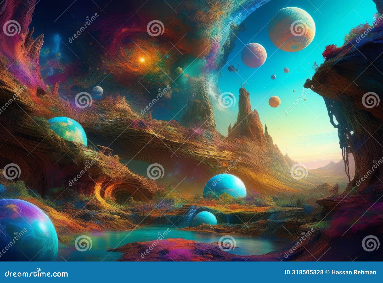 Exploring the Bizarre Beauty of an Otherworldly Parallel Universe Stock ...