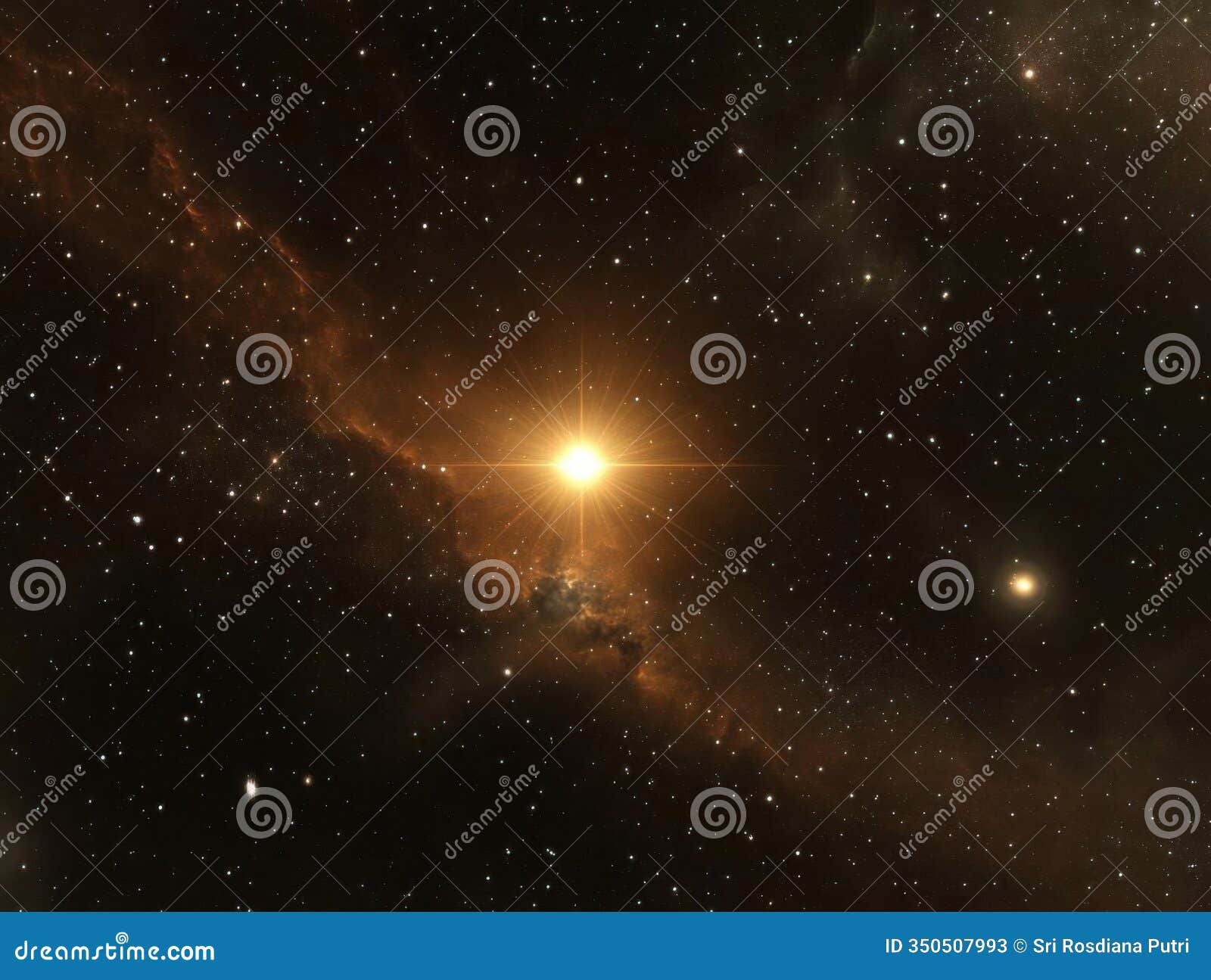 Exploring a Bright Star in Cosmic Dust and Nebula Stock Illustration ...