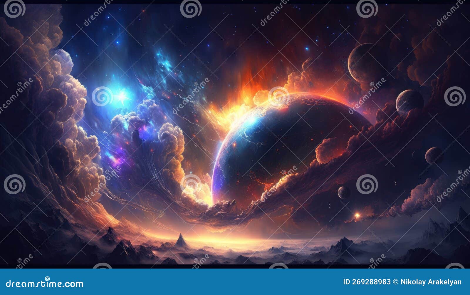 Exploring the Celestial Realms of a Fantasy Space Sky, Ai Generative ...