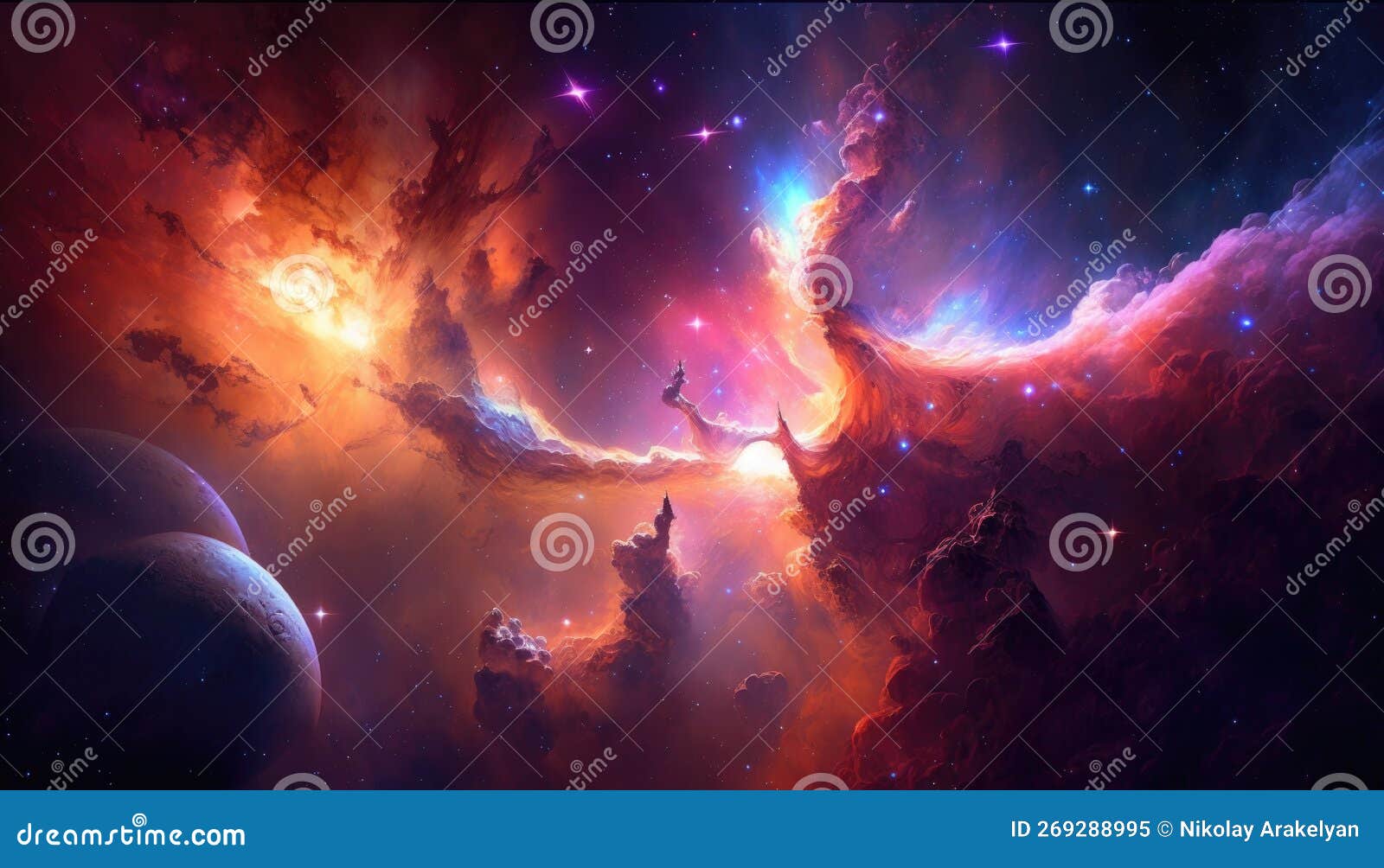 Exploring the Celestial Realms of a Fantasy Space Sky, Ai Generative ...
