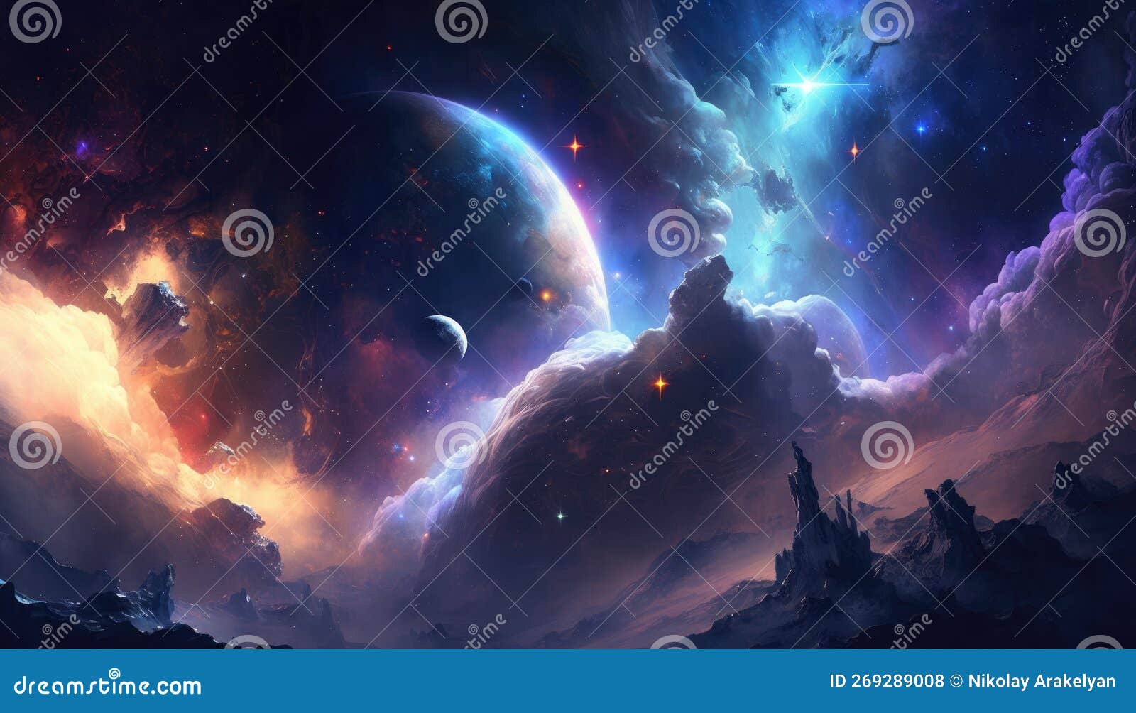 Exploring the Celestial Realms of a Fantasy Space Sky, Ai Generative ...
