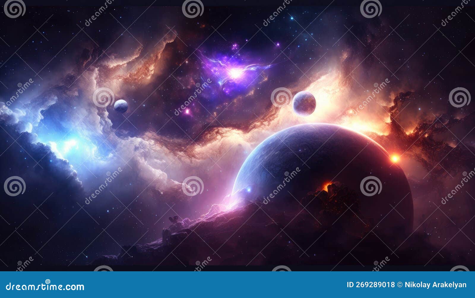 Exploring the Celestial Realms of a Fantasy Space Sky, Ai Generative ...