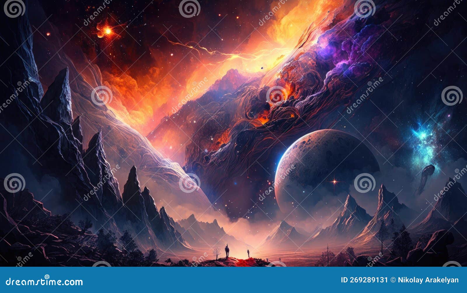Exploring the Celestial Realms of a Fantasy Space Sky, Ai Generative ...
